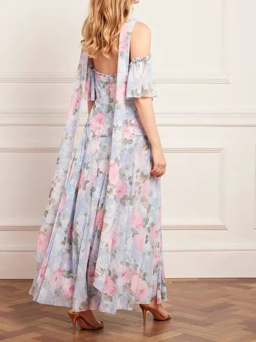 NEEDLE & THREAD Camille's Garden Halter Neck Ankle Gown