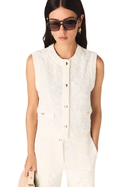 Maje Floral Guipure Lace Jacket - Ecru