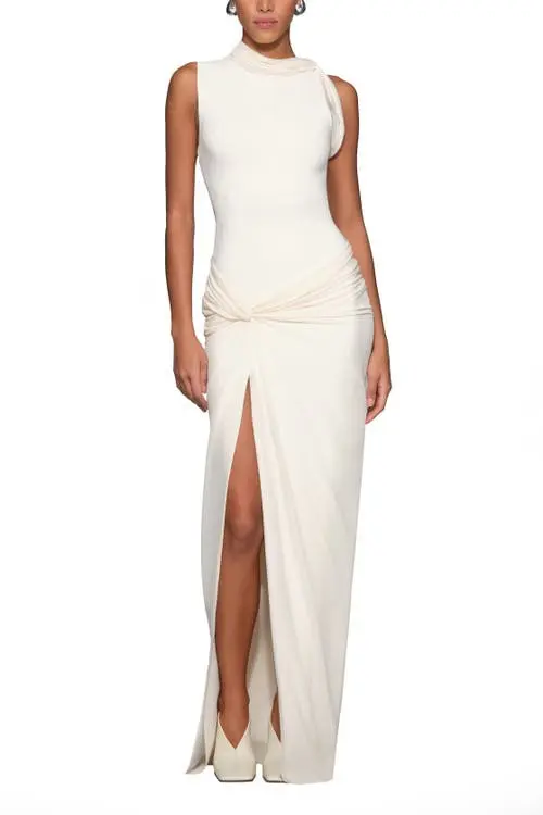 ET OCHS Imogen Knit Combo Gown - Ivory