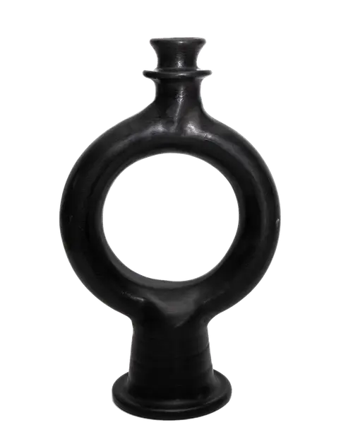 UNE VIE NOMADE Moroccan Glazed Terracotta Candle Holder - Black