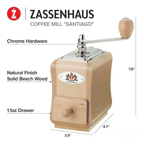 ZASSENHAUS Santiago Manual Hand Crank Coffee Mill