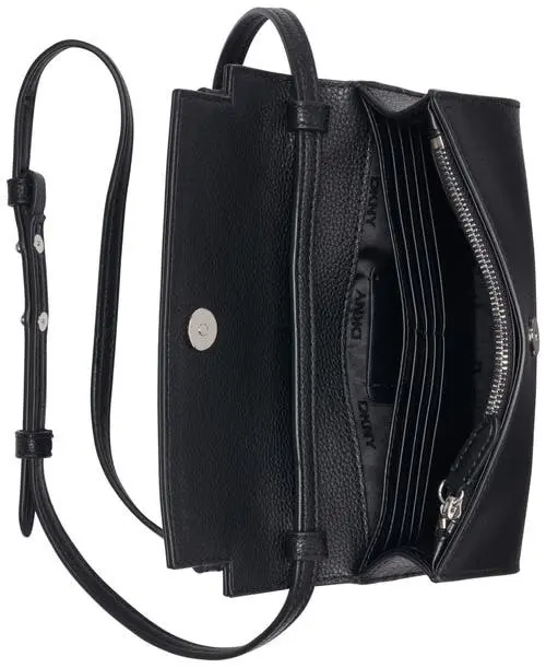 Dkny Bryar Wallet On A String - Black/silver