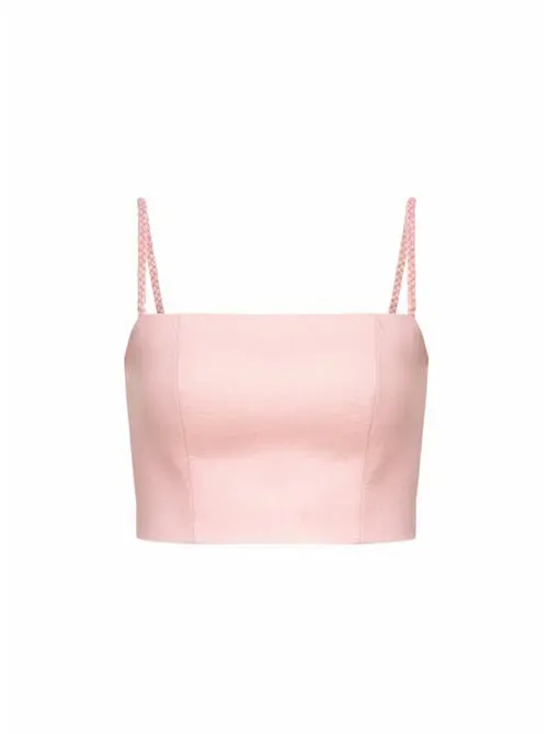 NO PISE LA GRAMA Jazmin Cropped Top With Floral Print - Soft Pink