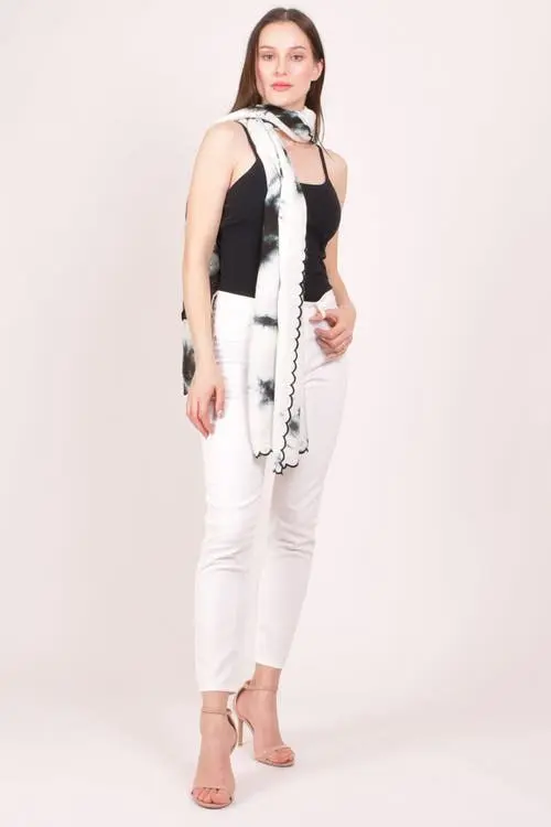 RAAS Tie-dye Cutwork Border Stole Scarf