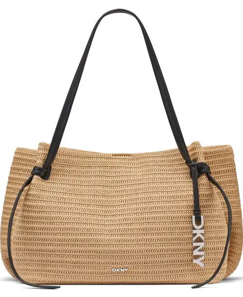 Dkny Crochet Raffia Small Tote Bag - Natural/black