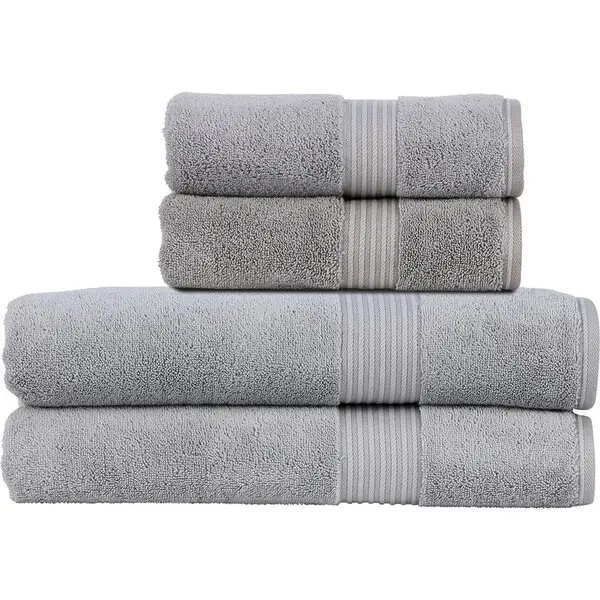 CHRISTY Supreme Hygro Luxury 100% Supima Cotton 4 Piece Bath Sheet Set - Silver