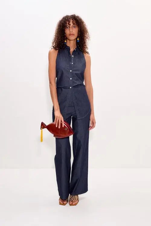 SIMONMILLER Pia Poplin Side Zip Pant - Indigo