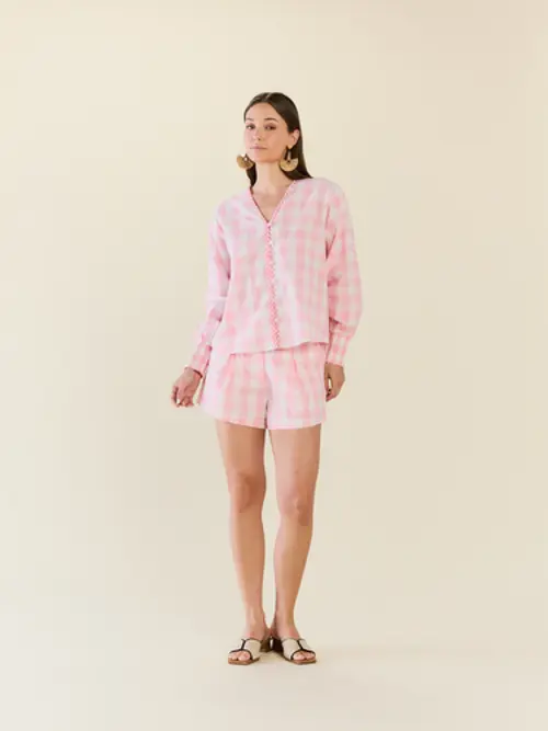 EDDY Name Lane Top X Charli Evans Gingham - Pink Sands Gingham