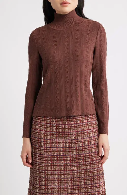 Misook Textured Knit Mock Neck Top
