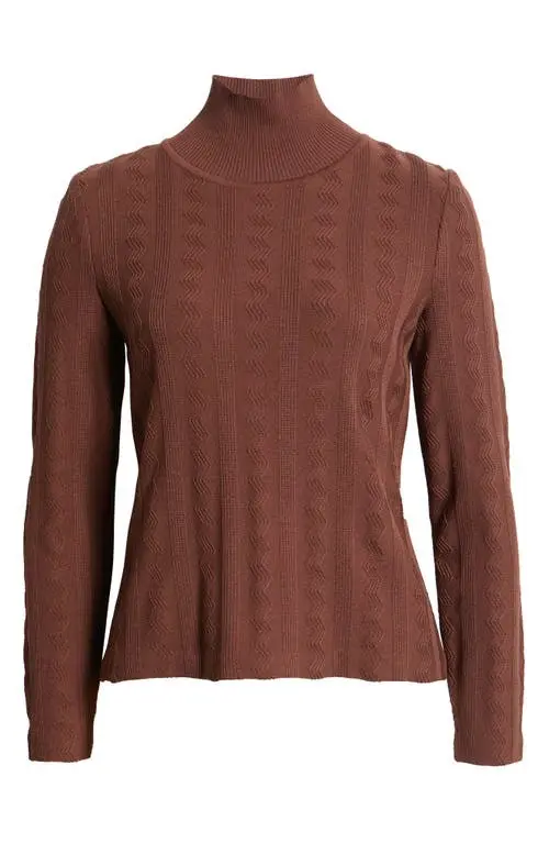 Misook Textured Knit Mock Neck Top