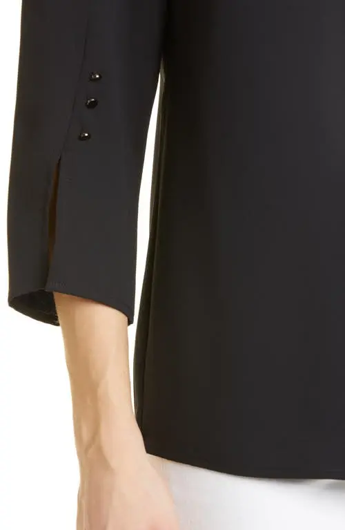 Misook Contrast Tie V-neck Crepe De Chine Blouse
