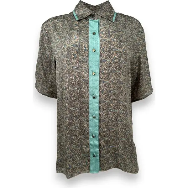 MONZLAPUR Paisley Motif Short Sleeve Shirt - Mint