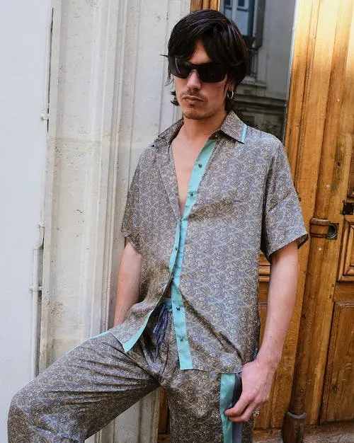 MONZLAPUR Paisley Motif Short Sleeve Shirt - Mint