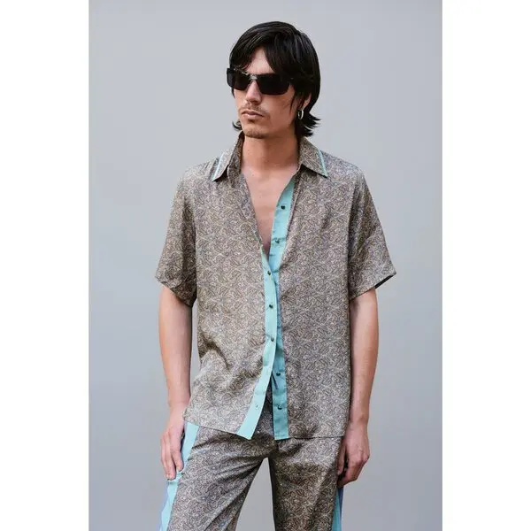 MONZLAPUR Paisley Motif Short Sleeve Shirt - Mint