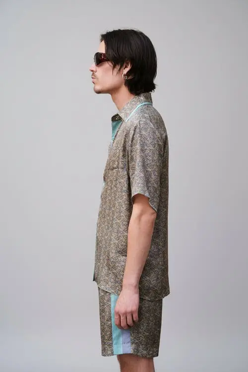 MONZLAPUR Paisley Motif Short Sleeve Shirt - Mint
