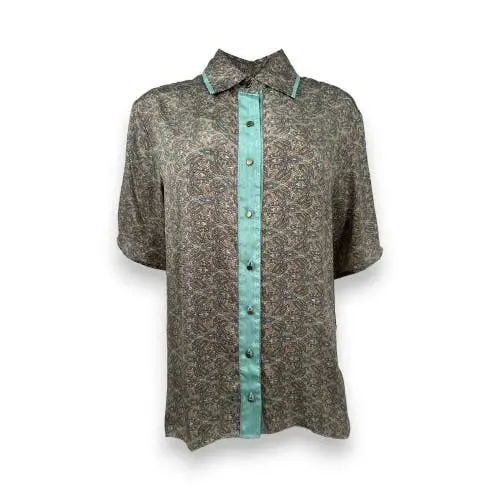 MONZLAPUR Paisley Motif Short Sleeve Shirt - Mint