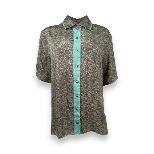 MONZLAPUR Paisley Motif Short Sleeve Shirt - Mint