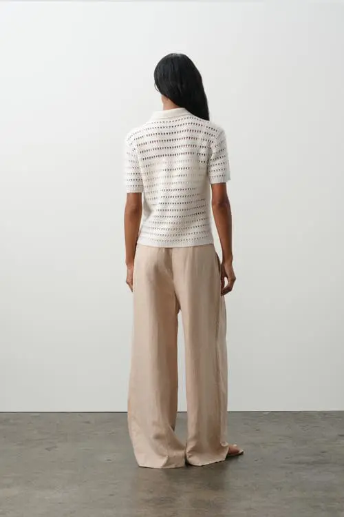 Naked Cashmere Crochet Polo Shirt With Chest Pocket - Ecru