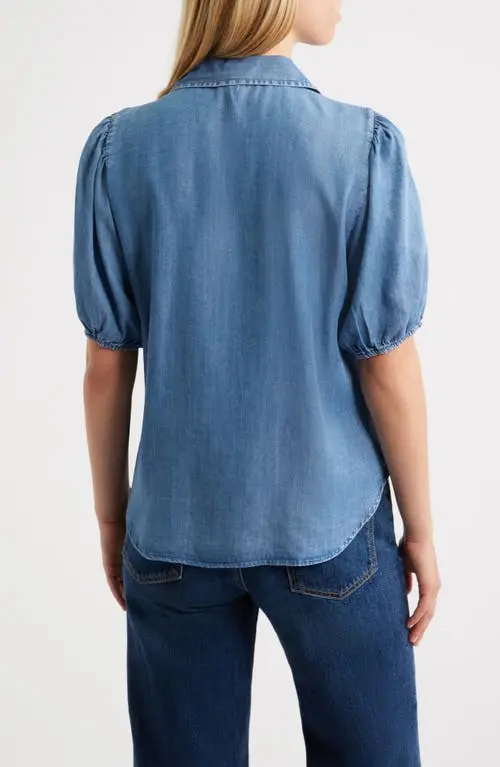 BEACHLUNCHLOUNGE Lida Short Sleeve Denim Shirt - Medium Wash