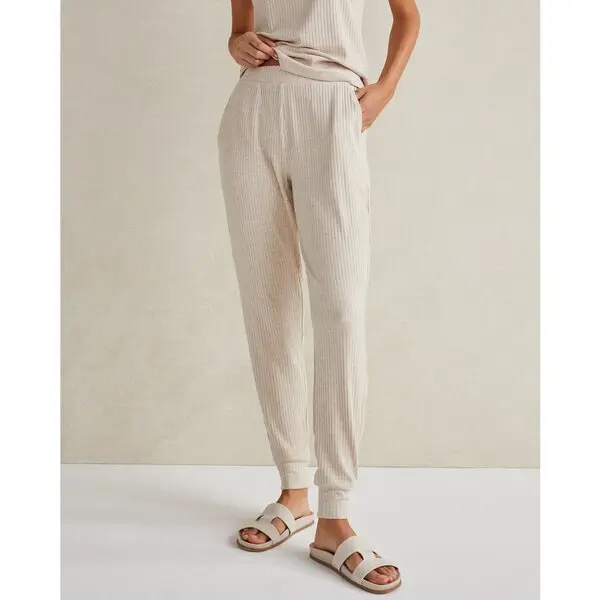 HAVEN WELL WITHIN Rib Knit Joggers - Fawn Heather