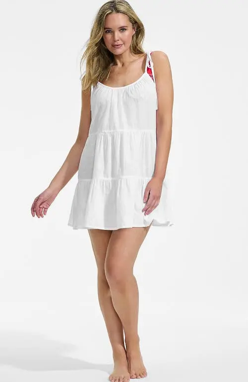 LANDS' END New Tiered Cover Up Mini Dress - White