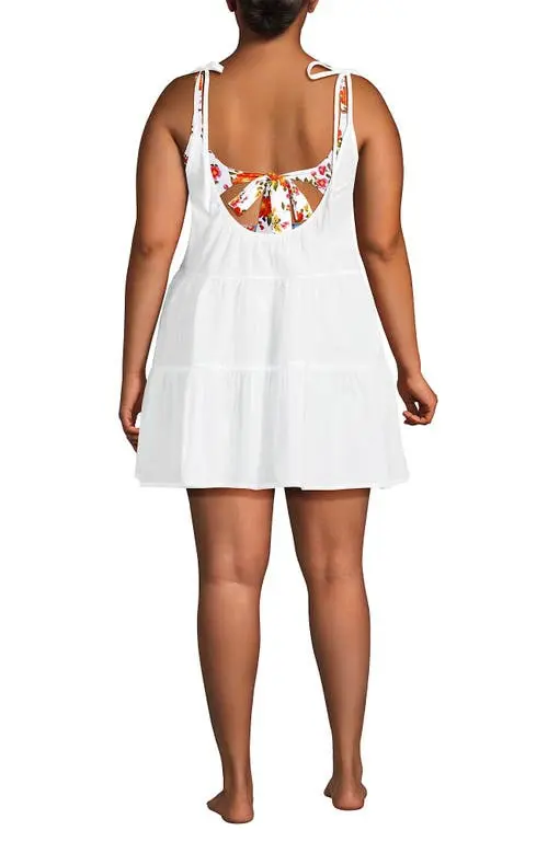 LANDS' END New Tiered Cover Up Mini Dress - White