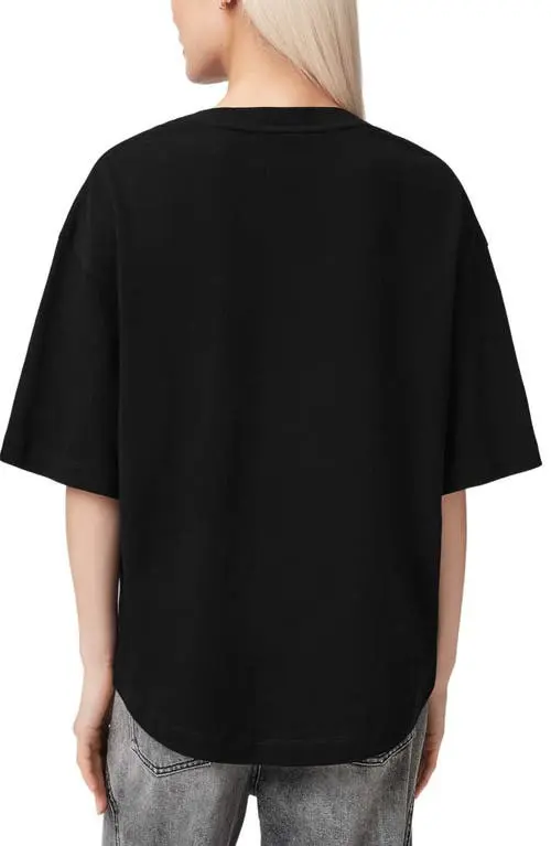 ALLSAINTS Icon Amelie Oversize Rhinestone Cotton T-shirt - Black