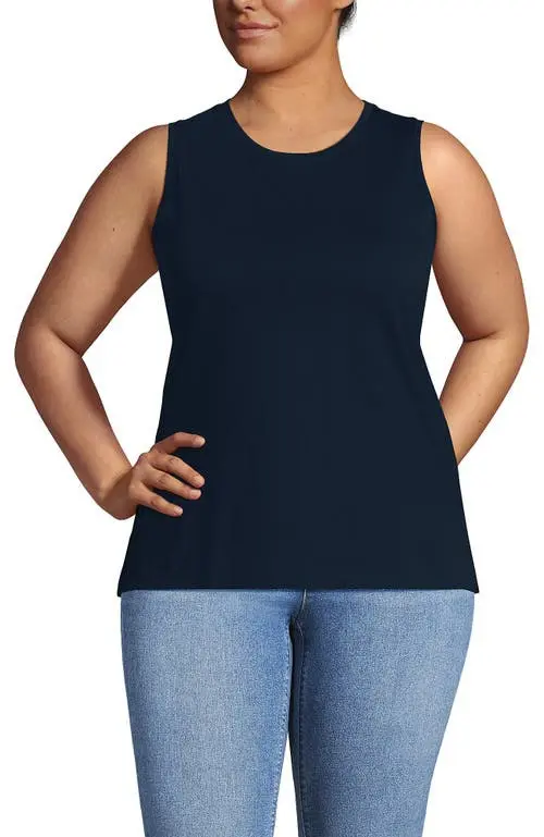 LANDS' END Supima Cotton Tank Top - Radiant Navy