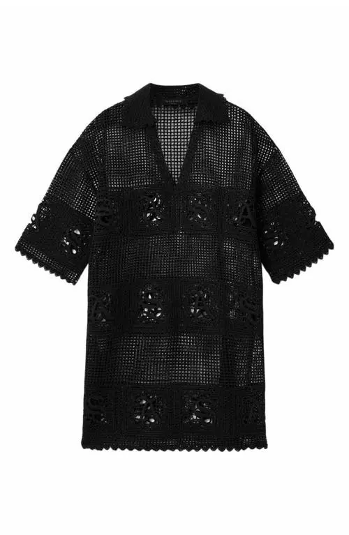 ALLSAINTS Kyra Mesh Cover-up Mini Dress - Black