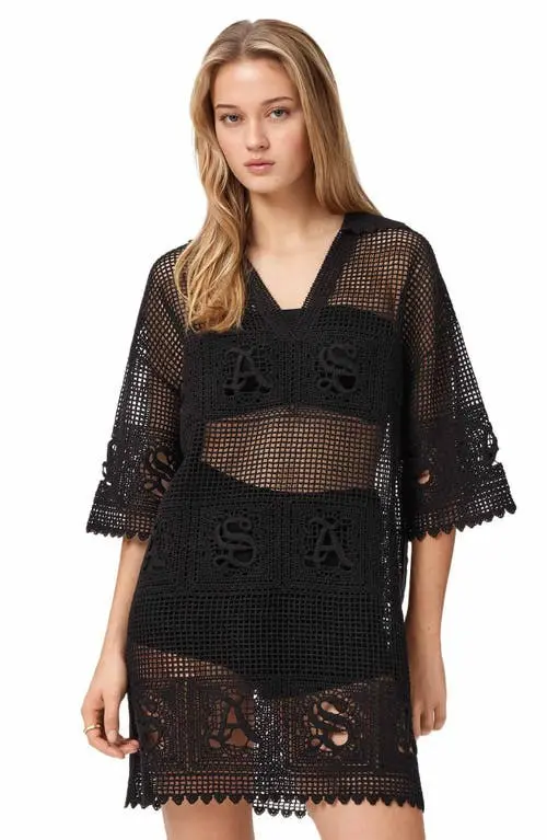 ALLSAINTS Kyra Mesh Cover-up Mini Dress - Black