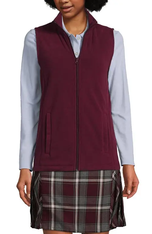 LANDS' END Lightweight Fleece Vest - Burgundy