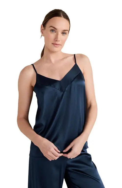HAVEN WELL WITHIN Washable Silk Double V Sleep Cami - Navy