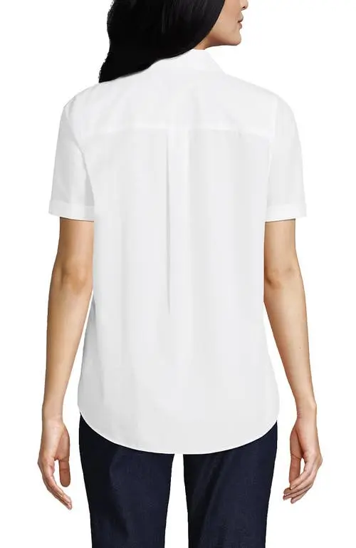 LANDS' END Short Sleeve No-iron Supima Cotton Shirt - White
