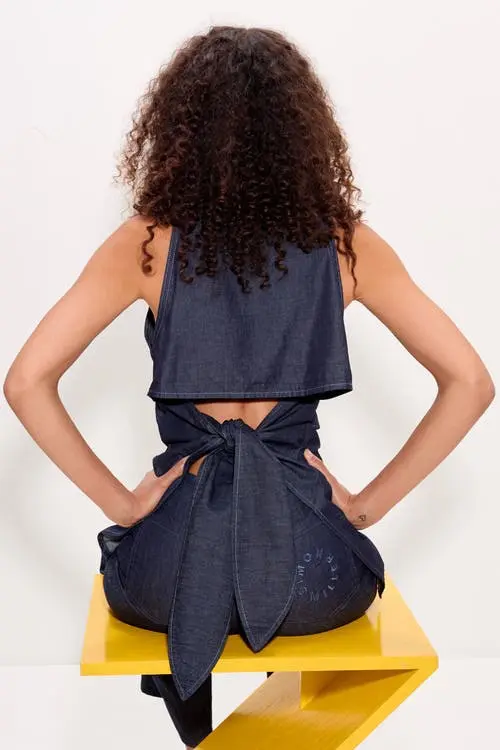 SIMONMILLER Sleeveless Chambray Shirt With Tie Back