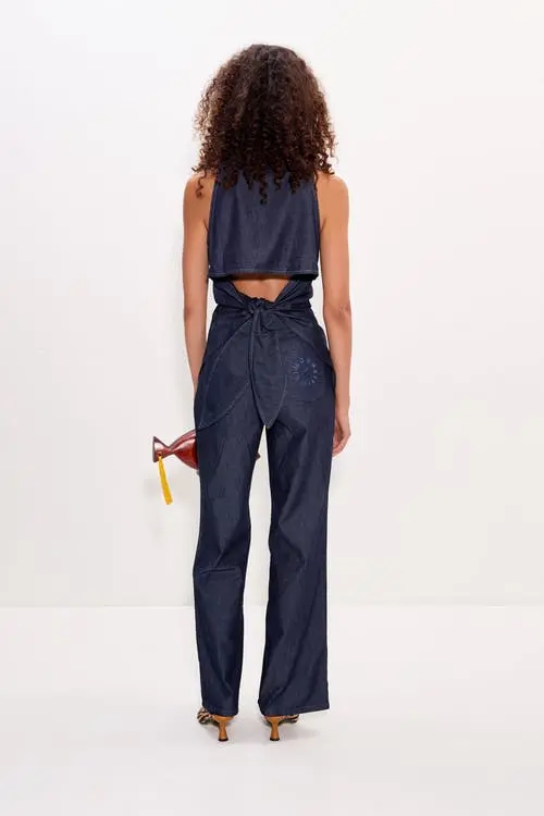 SIMONMILLER Sleeveless Chambray Shirt With Tie Back