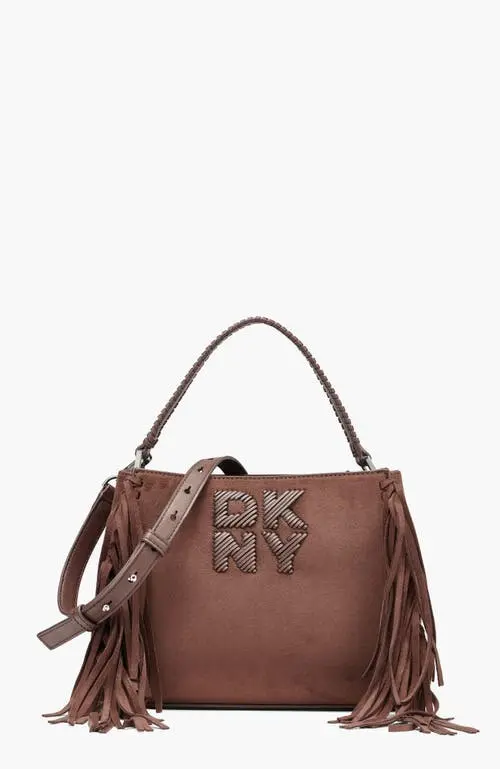 Dkny Foster Medium Satchel With Fringe Detail - Chocolate