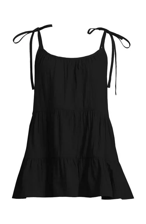 LANDS' END New Tiered Cover Up Mini Dress - Black