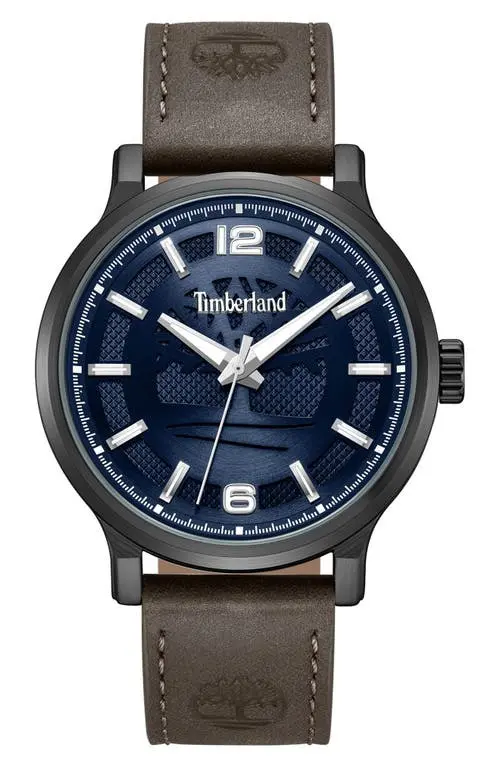 Timberland Driscoll Leather Strap Watch - Blue/dark Brown