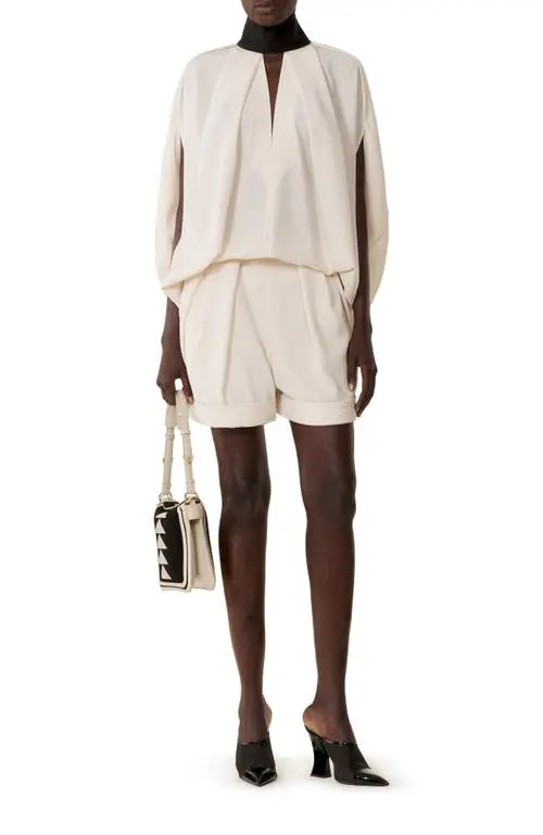 LANVIN Knotted Loose-fit Crepe Top With Grosgrain Bow