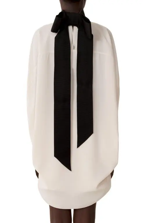 LANVIN Knotted Loose-fit Crepe Top With Grosgrain Bow