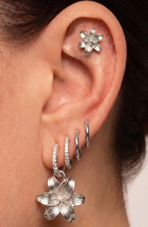 IMBER Set Of 9 Lily Motif Hoop, Stud, And Drop Earrings