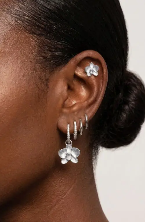 IMBER Orchid Motif Hoop And Stud Earring Set