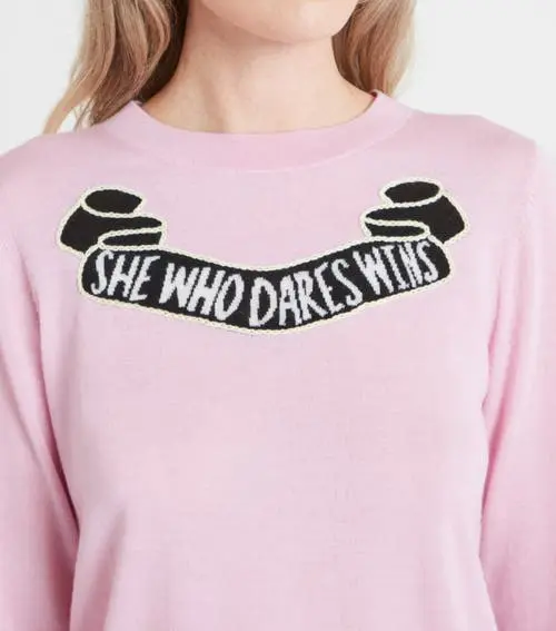 TEMPERLEY LONDON She Who Dares Wins" Fine Knit Merino Wool Sweater