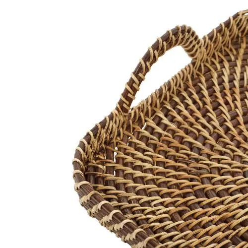 WICKER VILLAGE Brown & Natural Rectangle Tray