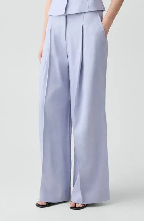 Theory Pleated Linen Blend Wide Leg Pants
