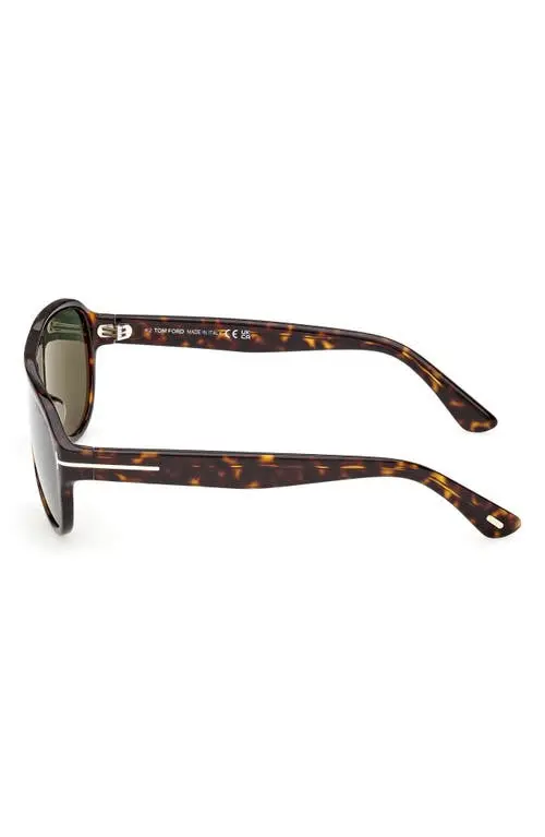 TOM FORD Aviator Sunglasses - Havana/t/logo/green Lens