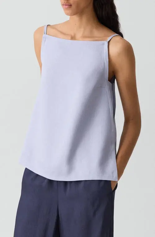 Theory Linen Blend Square Neck Tank - Cornflower