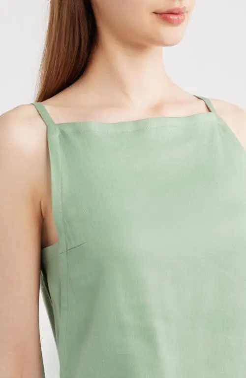Theory Linen Blend Square Neck Tank - Delicate Green