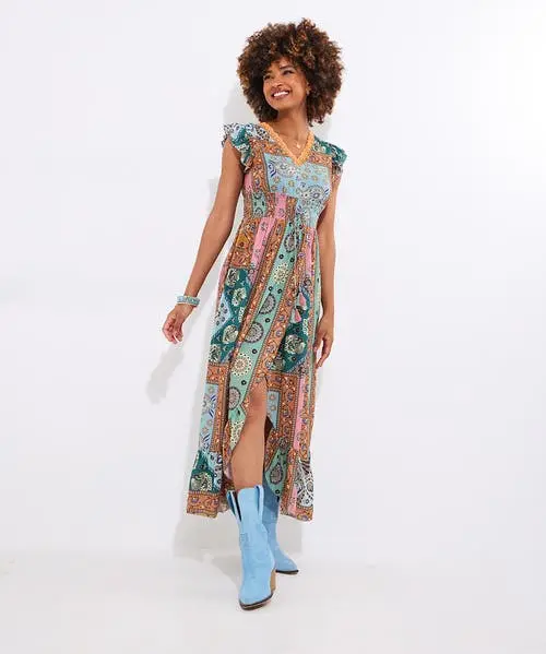JOE BROWNS Patchwork Slit Maxi Dress
