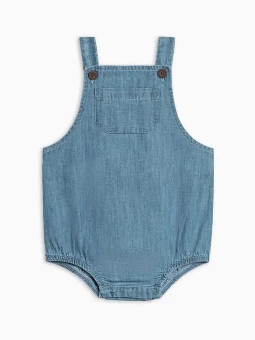 KENDI BY COLORED ORGANICS Organic Cotton Bubble Overall Romper - Chambray